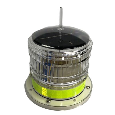 Marine Solar Warning Light - GREEN LED Marine Dock Barge Safety Beacon ...