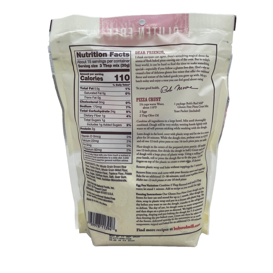 Pizza Crust Mix, Gluten Free, 16 oz (454 g) Expiration Date:09/17/2025 ...