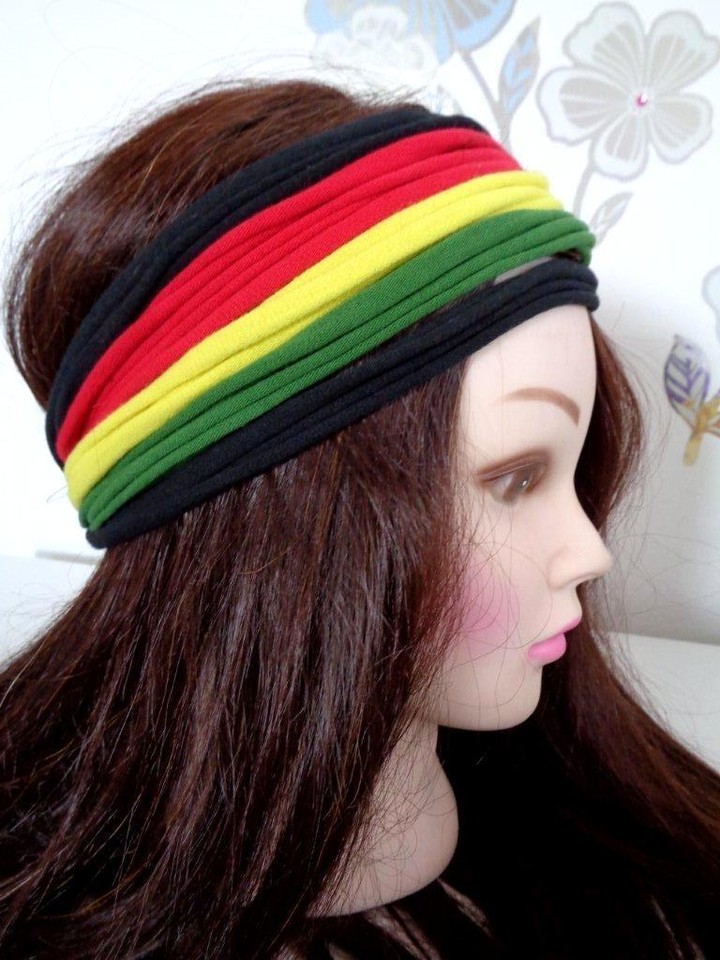 Rasta Headband Reggae Dreadlock Mens Girls Headband Head Wrap Jamaica ...
