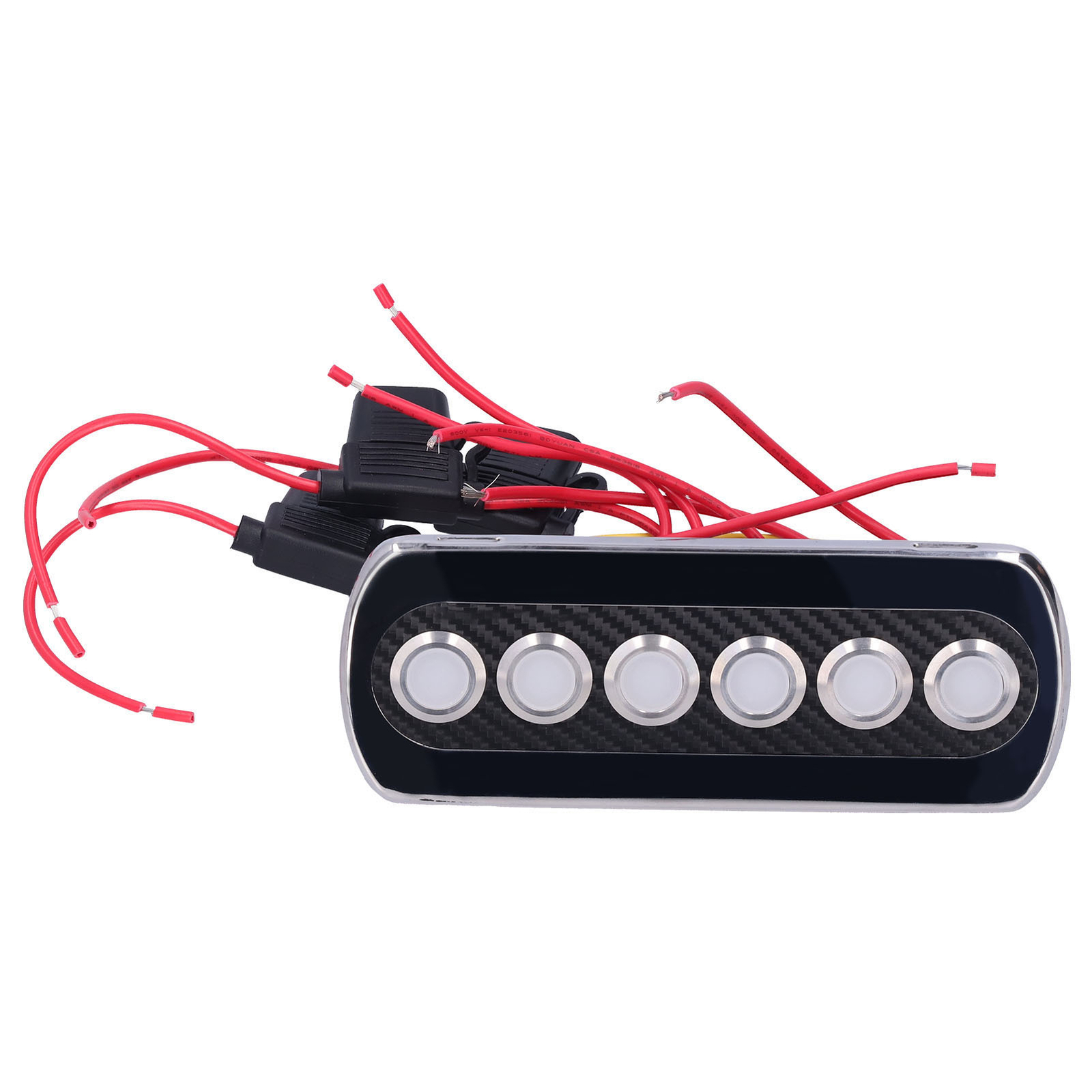 12V 20A 6 Gang Push Button Switch Carbon Fiber Switch Panel Red Light ...