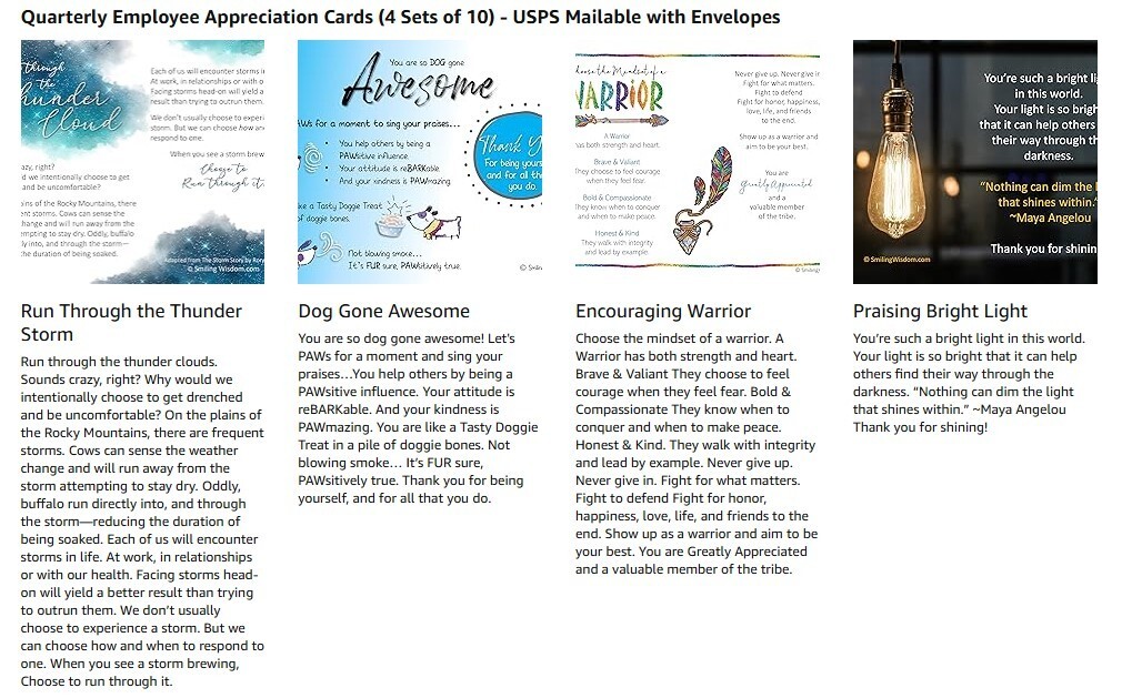 Smiling Wisdom Empowering Encouraging Staff Appreciation 40 Cards ...