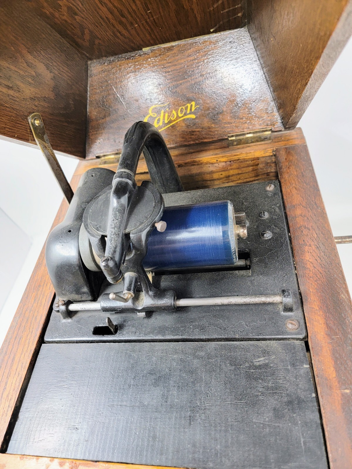 Antique Edison Amberola 30 Blue Cylinder Record Player Phonograph | eBay