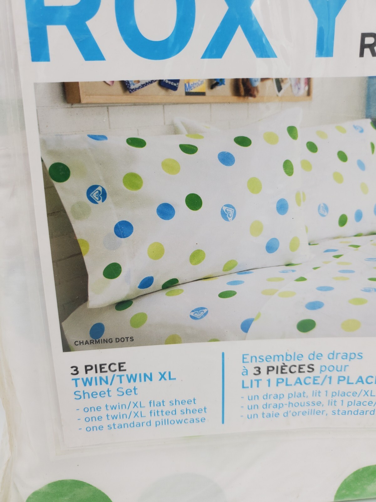NEW- 3 Pc Roxy Room Green/Blue "Charming Dots" Twin/Twin XL Sheet Set ...