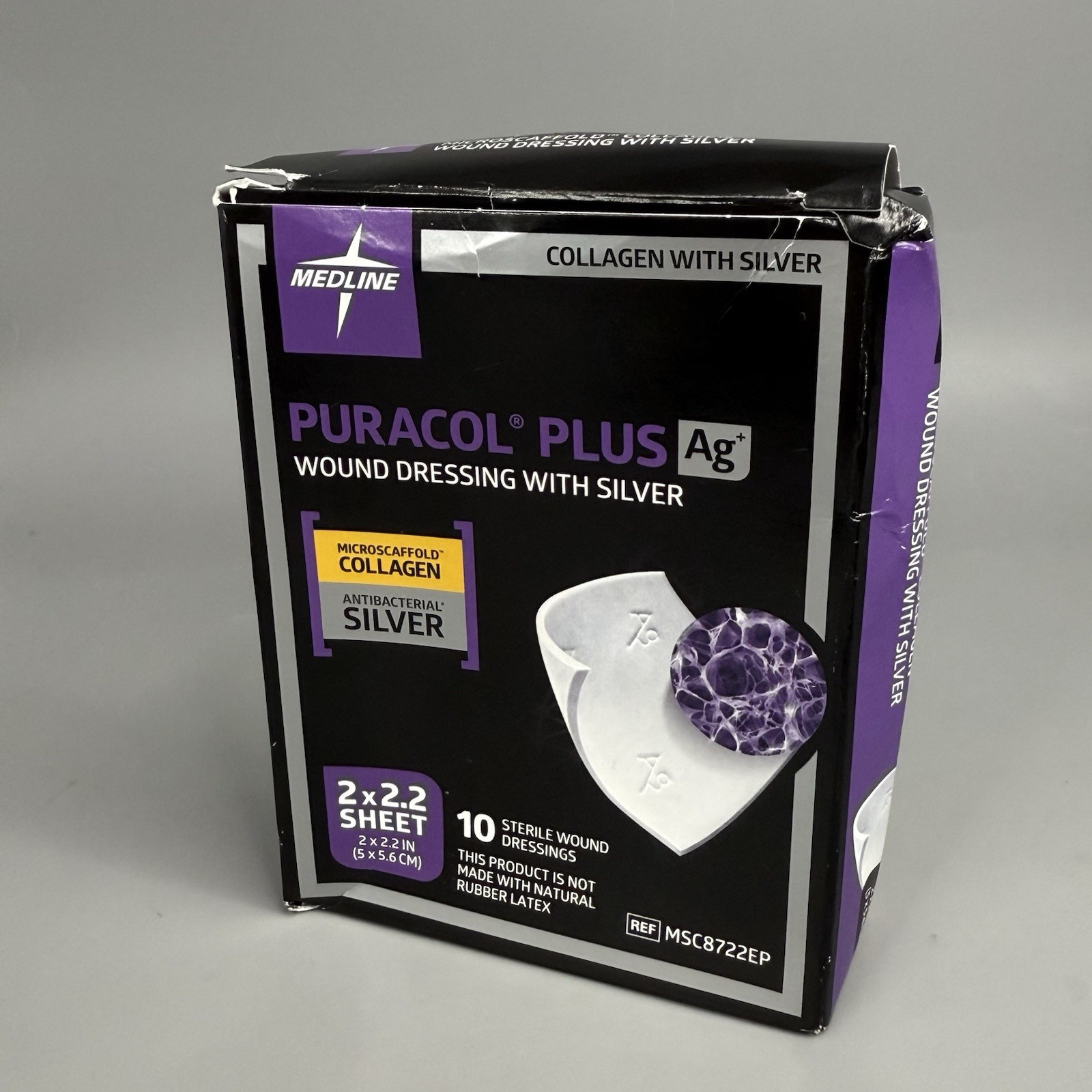 Medline Puracol Plus Ag+Collagen Wound Dressing with Silver, 2" x 2.25 ...