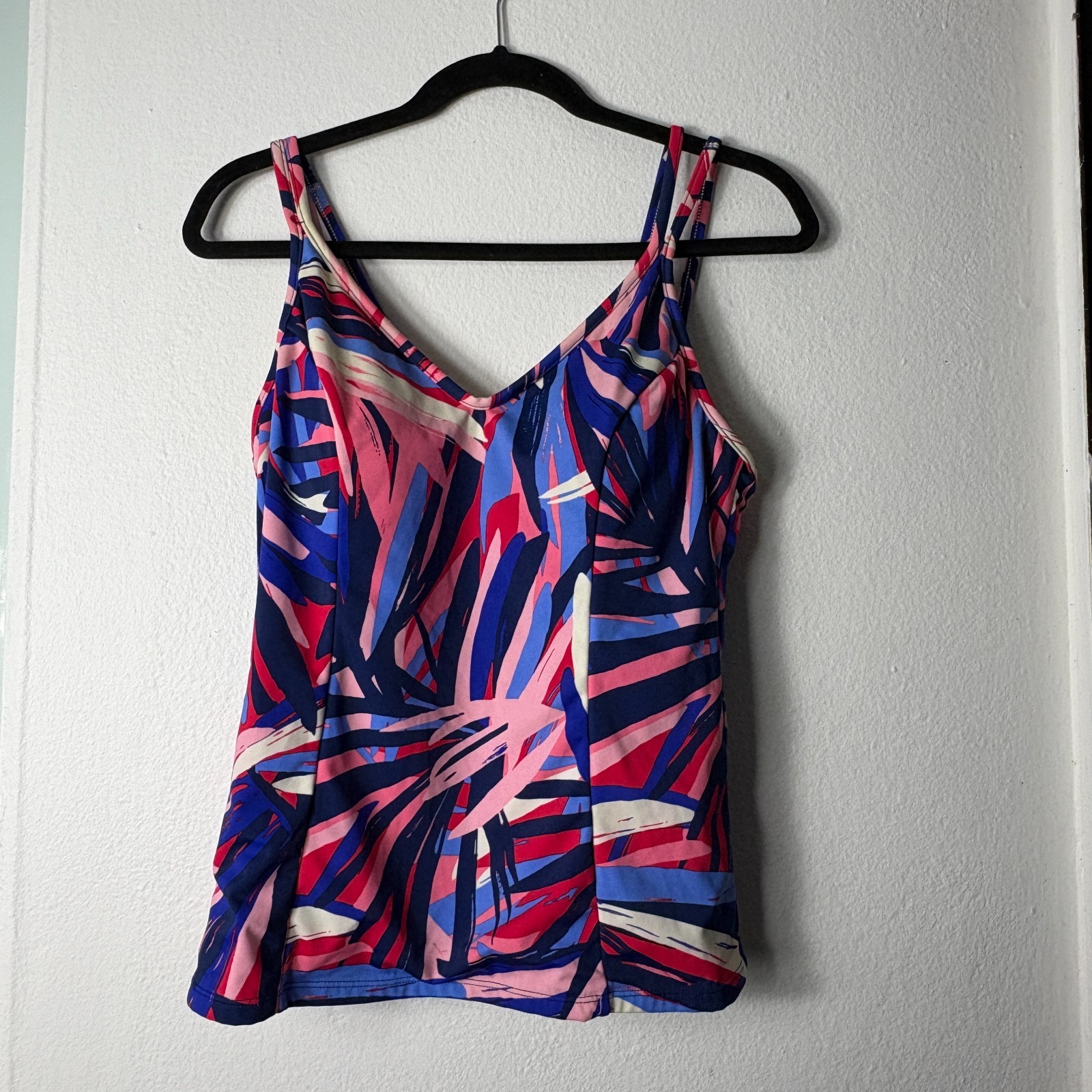 Miraclesuit Tankini Top Swimsuit Multicolor Abstract Print Sz 16 V-Neck ...