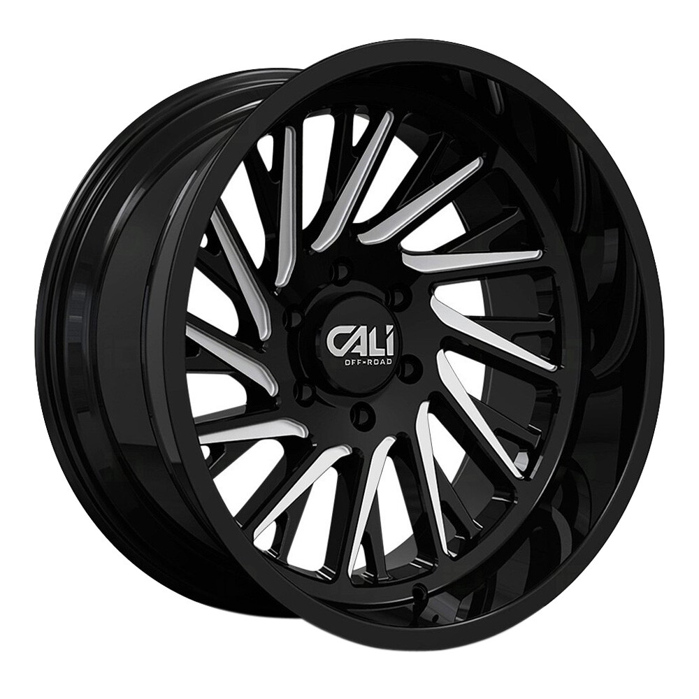 CALI OFF-ROAD Purge 9114 24X14 8X165.1 ET-76 Gloss Blk/Milled Spokes ...