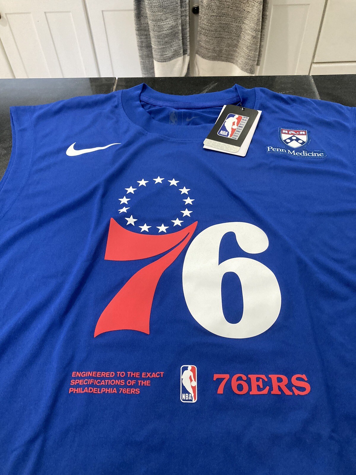 MENS NBA NIKE PHILADELPHIA 76ERS TEAM ISSUED SLEEVELESS TANK VEST BLUE ...