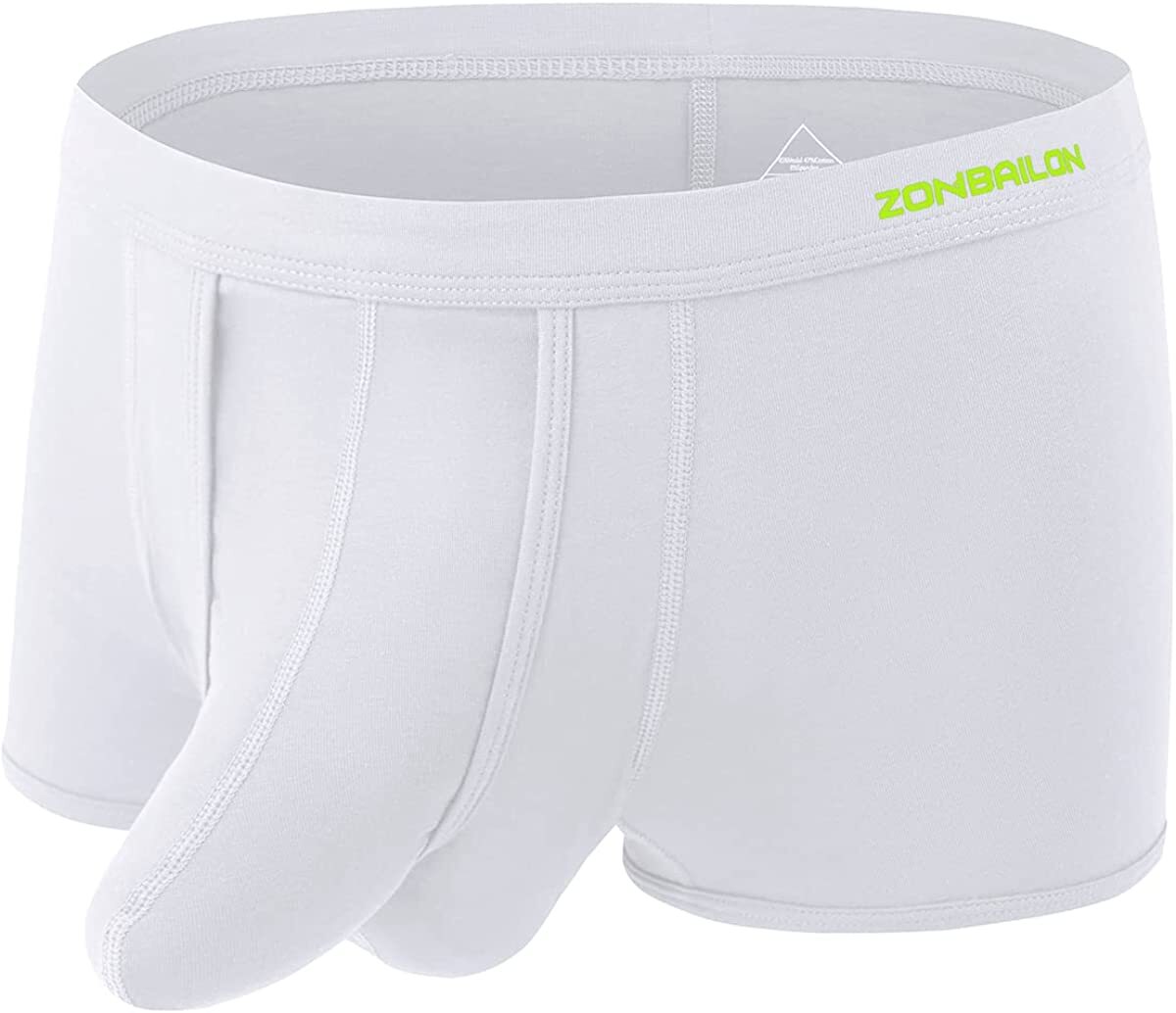 Zonbailon Men's Dual Pouch Underwear Short Leg Bulge Boxer Briefs Modal ...