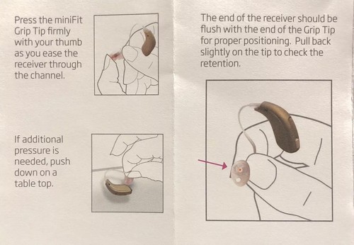 5 miniFit Grip Tips For Oticon Receivers. Size Small Vented. Right Ear ...