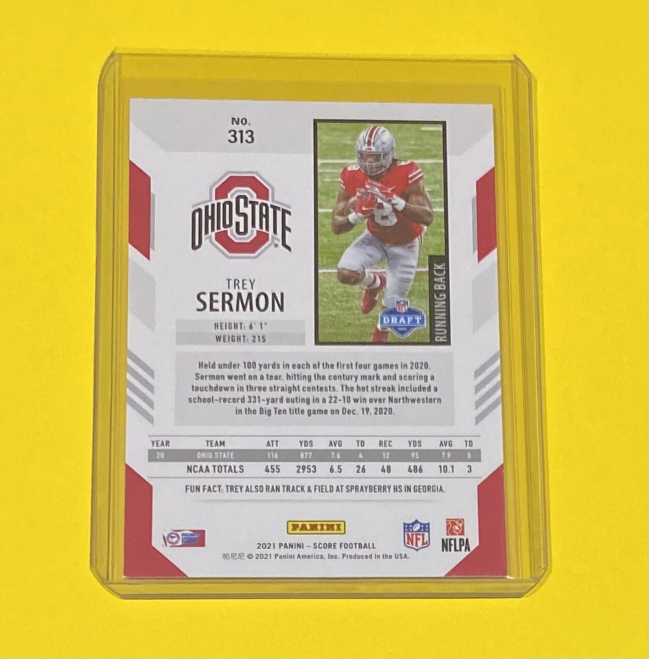 2021 Panini Score Football Trey Sermon ROOKIE CARD Ohio State Buckeyes ...