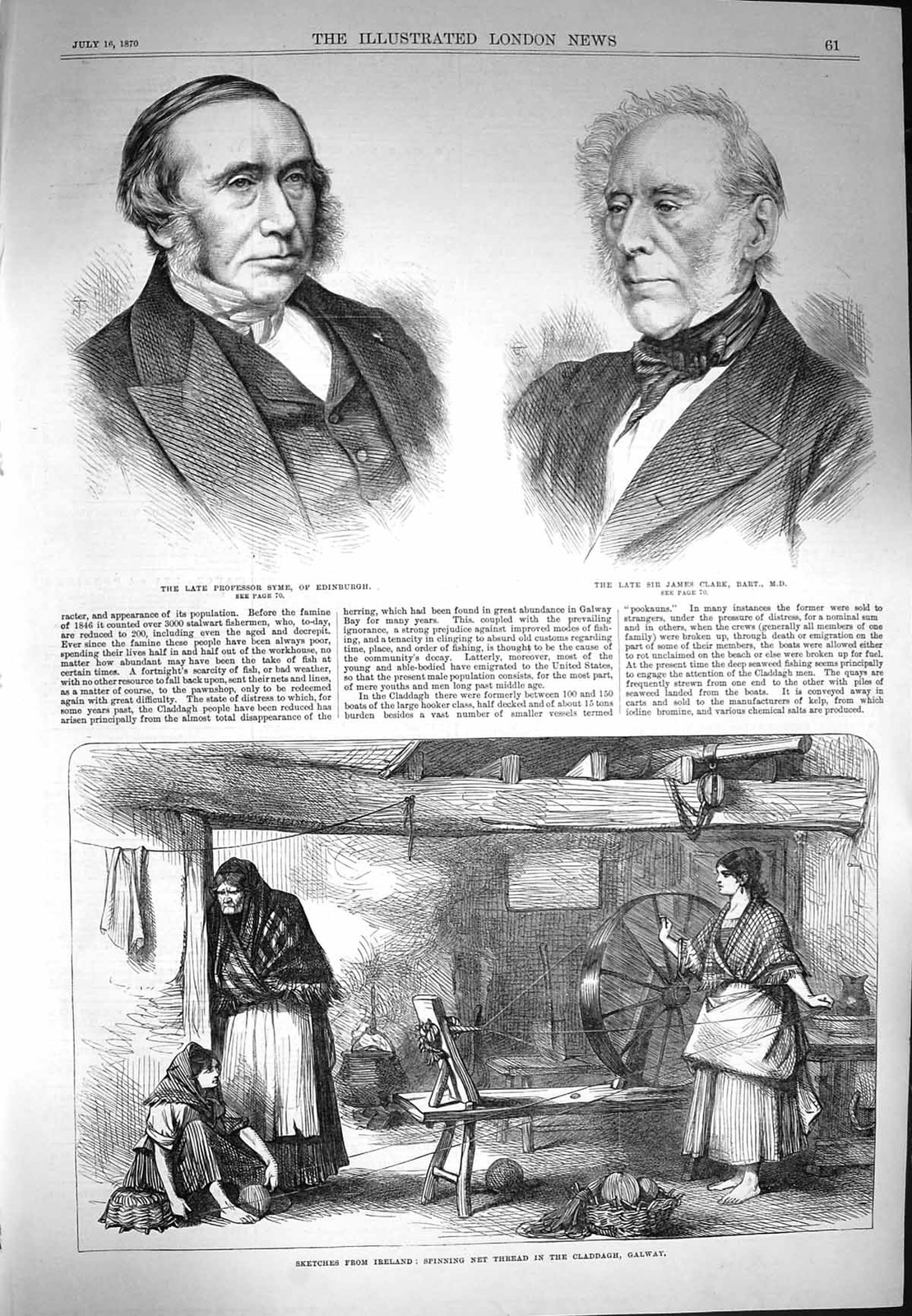 Old Antique Print 1870 Professor Syme Edinburgh Clark Ireland Net ...