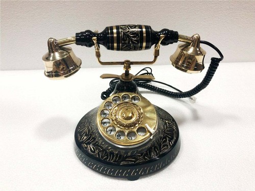Antique Vintage Handset Old Telephone Brass European Style Rotary Dial ...