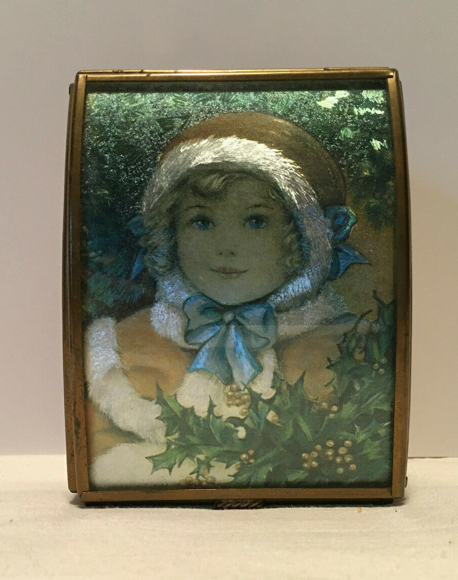 Thomas Cathey Collection Vermont Ltd Brass Trinket Box Girl Christmas ...