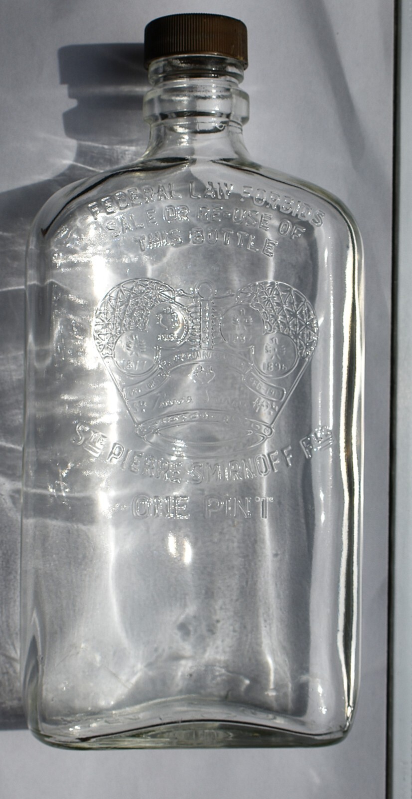 Vintage Embossed Ste Pierre Smirnoff Fls Curved Pint Crown Liquor ...