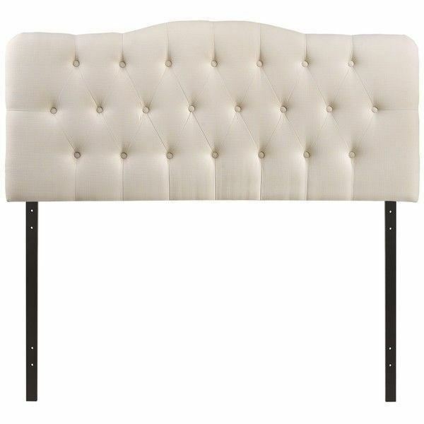 Ivory Upholstered Headboard Twin Full Queen King Bed Frame Mount Tufted ...