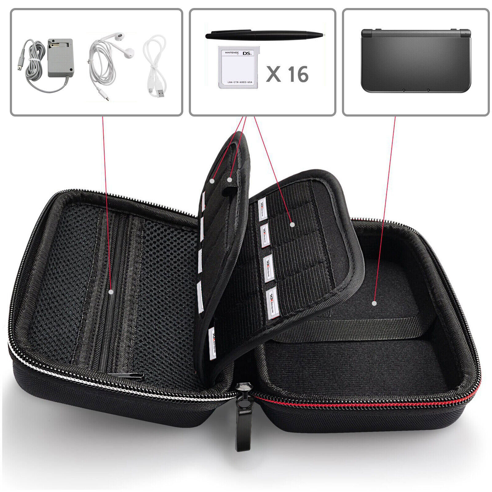 Carrying Case for Nintendo 2DS XL Game Console Portable Travel Cover ...