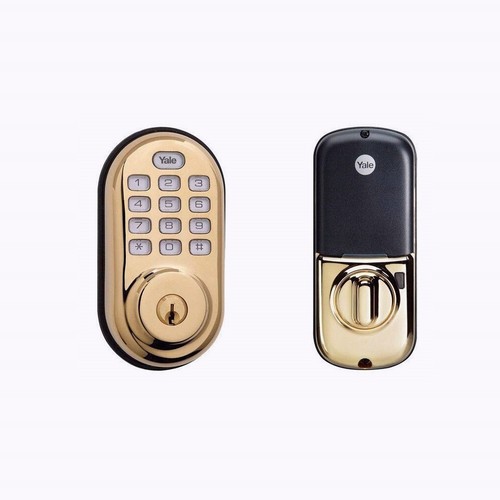 Yale Real Living Electronic Push Button Deadbolt Z-Wave - Polished ...