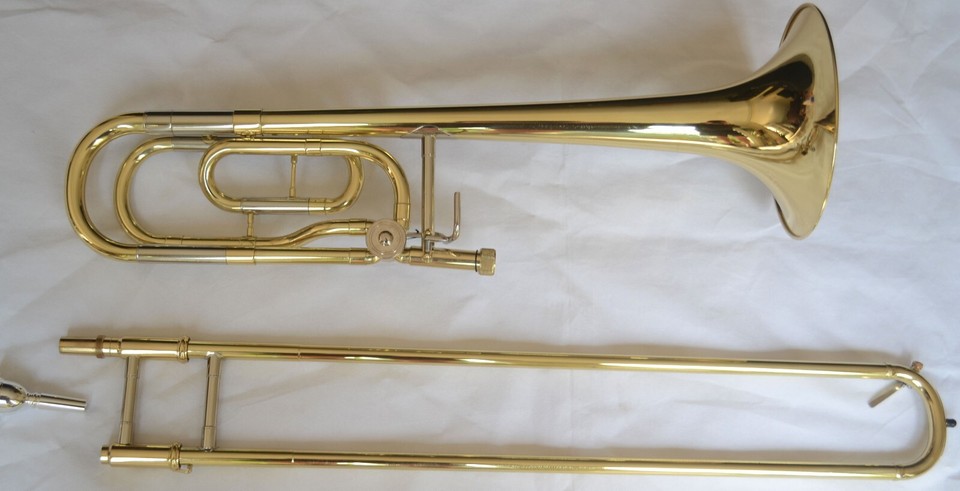 Funion Bass Tuning Trombone Kit Bb/F Key Yellow Brass Body Gold Lacquer ...