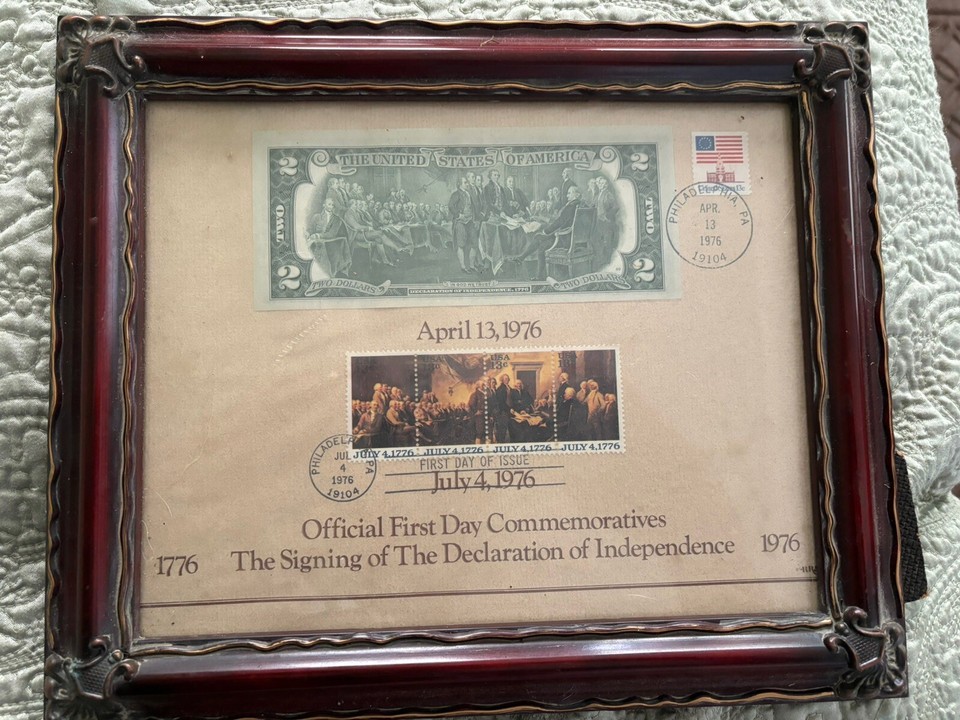 Bicentennial Collectible! 1976 1st Day Commemorative Stamps and $2 Bill ...