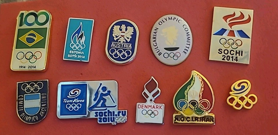 2014 Sochi Olympics pins Group Of 10 NOC Team Pins | eBay