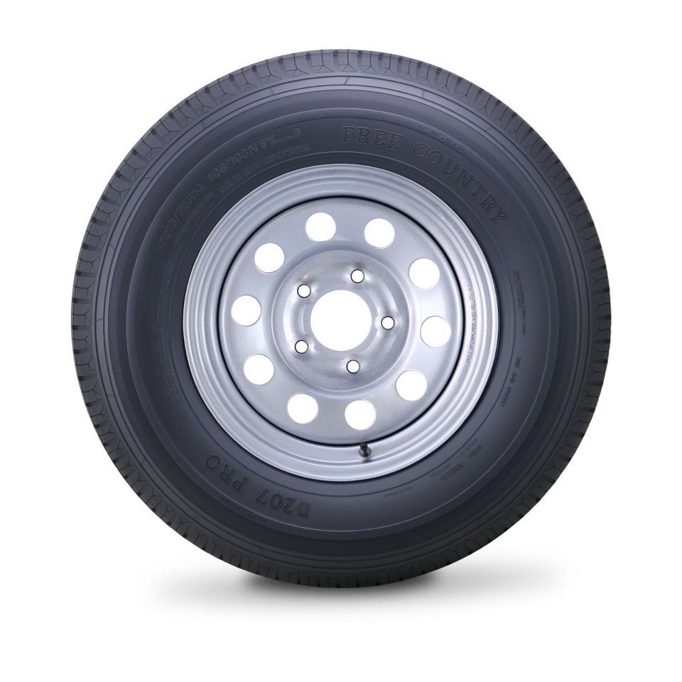 FC Trailer Tire Assembly ST215/75R14 8-Ply Silver Mod Rim 5 Lug on 4.5 ...