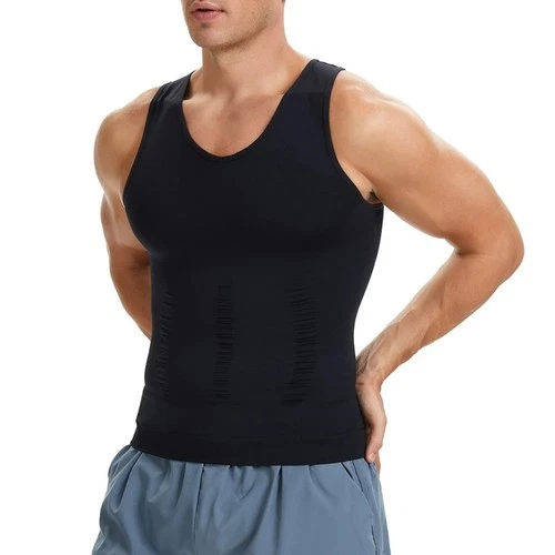 Mens Body Shaper Compression Vest Muscle Shirt Dad Bod Tank Slimming ...