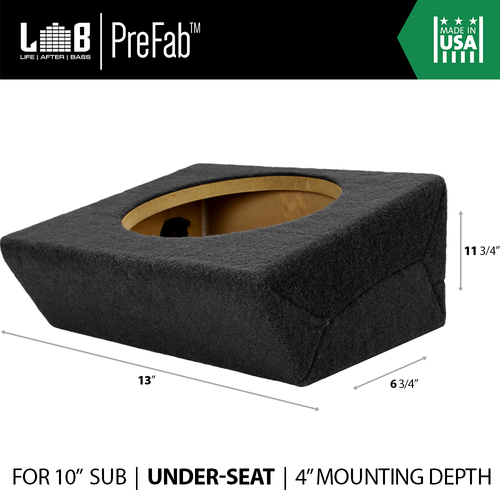 Sealed Shallow-Mount MDF Under-Seat Sub Enclosure Box for 10" Slim ...