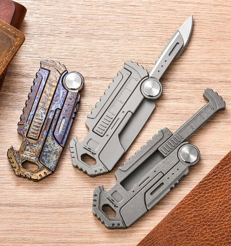 Titanium EDC Multi-Tool - Folding Knife, Bottle Opener, Ruler | eBay
