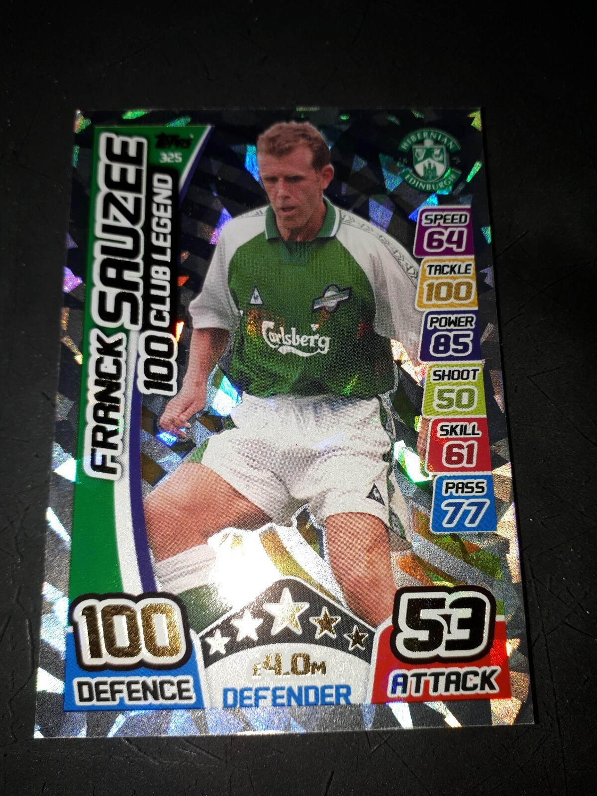 Franck Sauzee Hibernian 100 Club Legend Card SPFL Match Attax 2017/18 ...