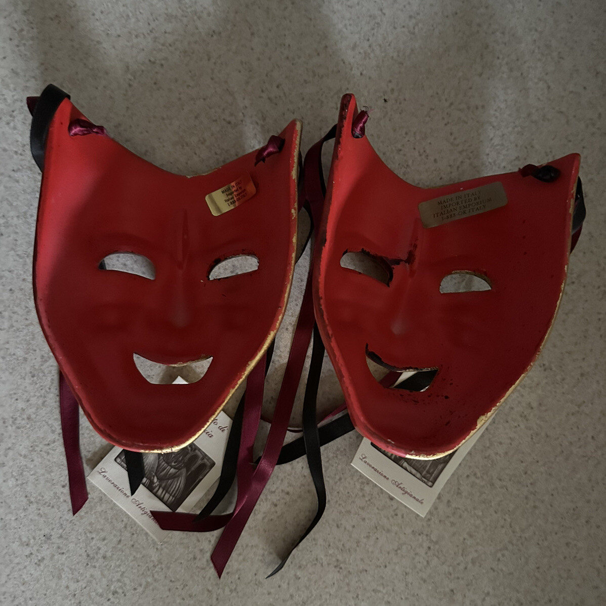 New Set Of 2 Venetian Ceramic Comedy Smile Mask. L | eBay