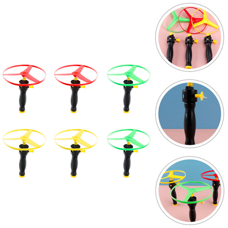 6pcs Flying Disc propeller Toys Kids Helicopter Pull String Flying ...