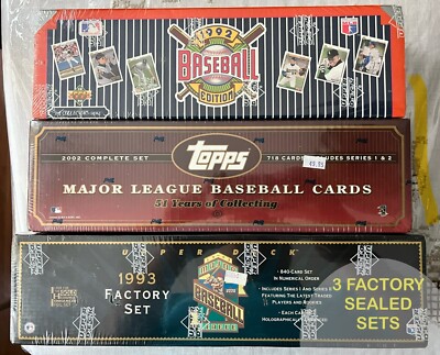 1992 & 1993 Upper Deck & 2002 Topps Baseball Card Factory Sealed Sets ...