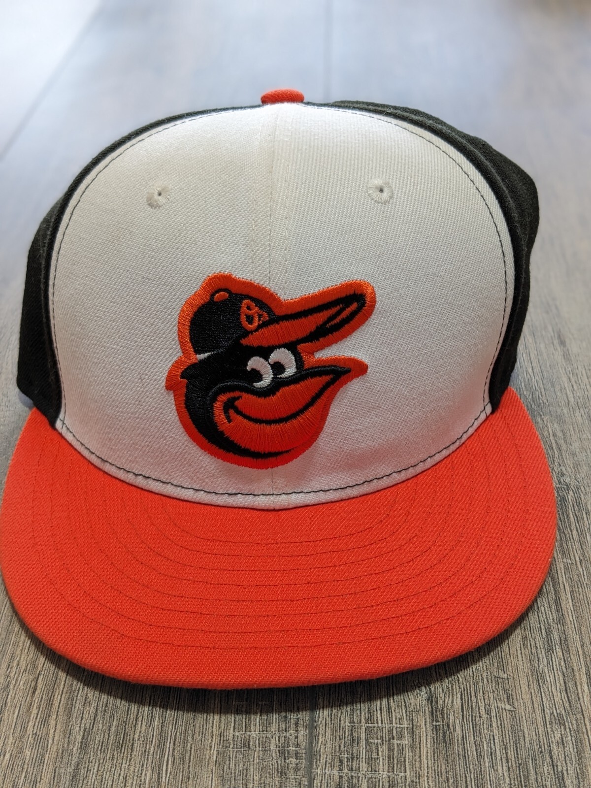 Oriole Bird Hat White Fitted 6 7/8 New Era 59Fifty Black Baltimore ...