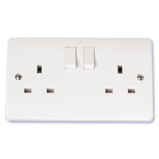2 Gang Socket Double Switched Electrical Socket 13A White Click Mode ...