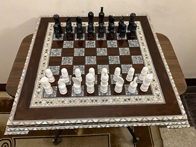 Handmade, Luxury Chess Set, Camel Bones, Wooden Chess Board, Inlaid ...