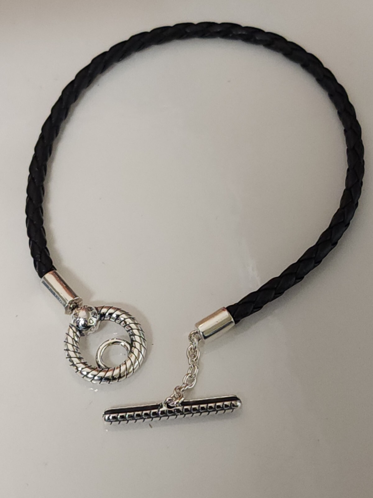 Authentic Pandora #591675C01-S2 Pandora Moments Braided Leather T-Bar ...