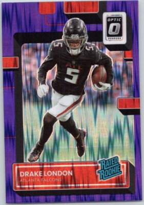 Drake London 2022 Panini Optic Purple Shock Prizm Rated Rookie #207 RC ...