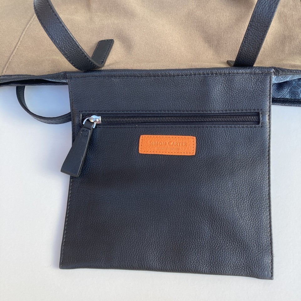 Simon Carter London Laptop/Courier Bag of Khaki Canvas + Leather with ...