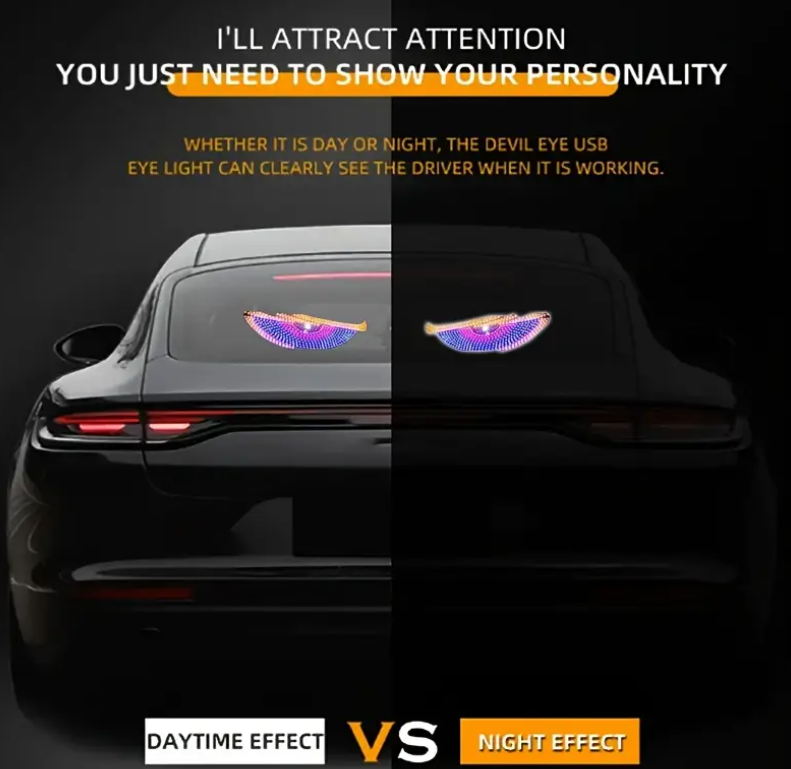 2pcs Dynamic Devil Eye Light Lamp for Car Windows Flash Led Eyes for ...