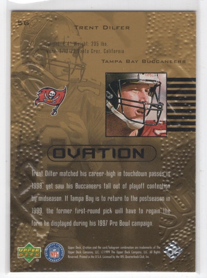 #56 1999 Upper Deck Ovation * Trent Dilfer Tampa Bay Buccaneers | eBay
