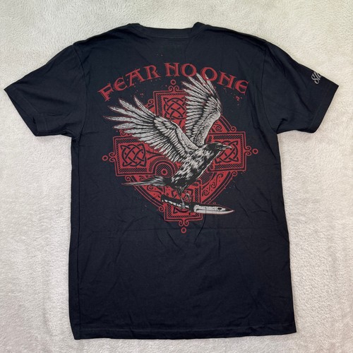 Zero Foxtrot T-Shirt Men Small Black Red Skull Fear No One Crow Knife Cross Bird | eBay