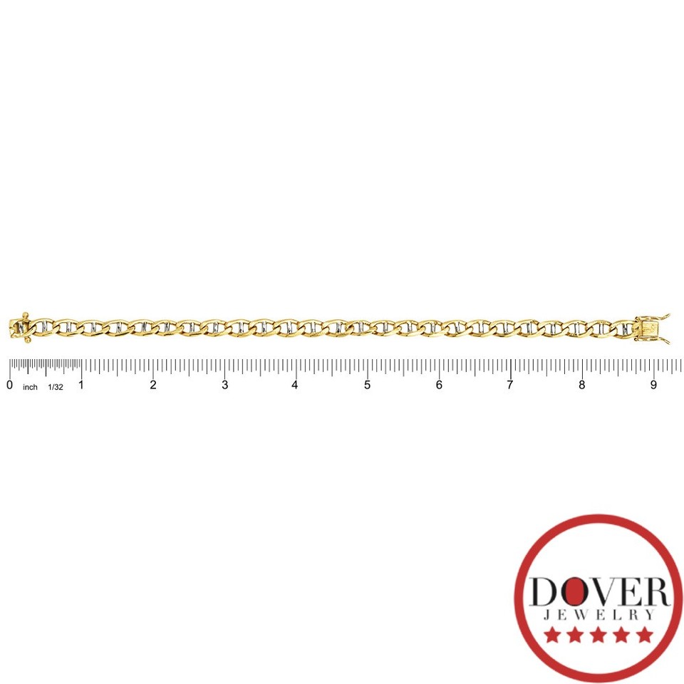 Estate 17K 12K Gold 8.75" Two Tone Mariner Link Chain Bracelet 21.2 ...