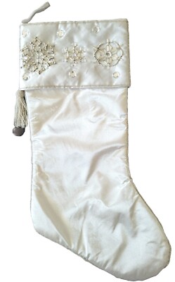 Prima Creations Silver BEADED SNOWFLAKES SATIN Tassel Christmas ...