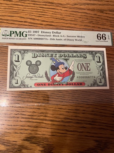 1997 $1 Disney Dollar Sorcerer Mickey PMG Graded 66 EPQ Series A | eBay