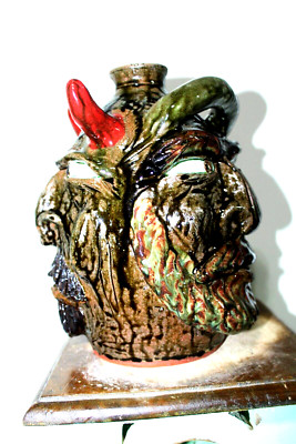 brian wilson (DOUBLE) face jug, pottery, folk art 12'' tall x 8'' wide ...