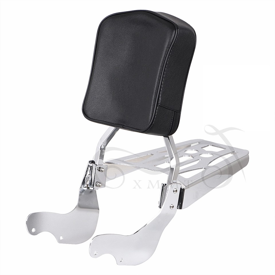 Sissy Bar Backrest Pad w/ Chrome Luggage Rack For Victory 2003-Up Vegas ...