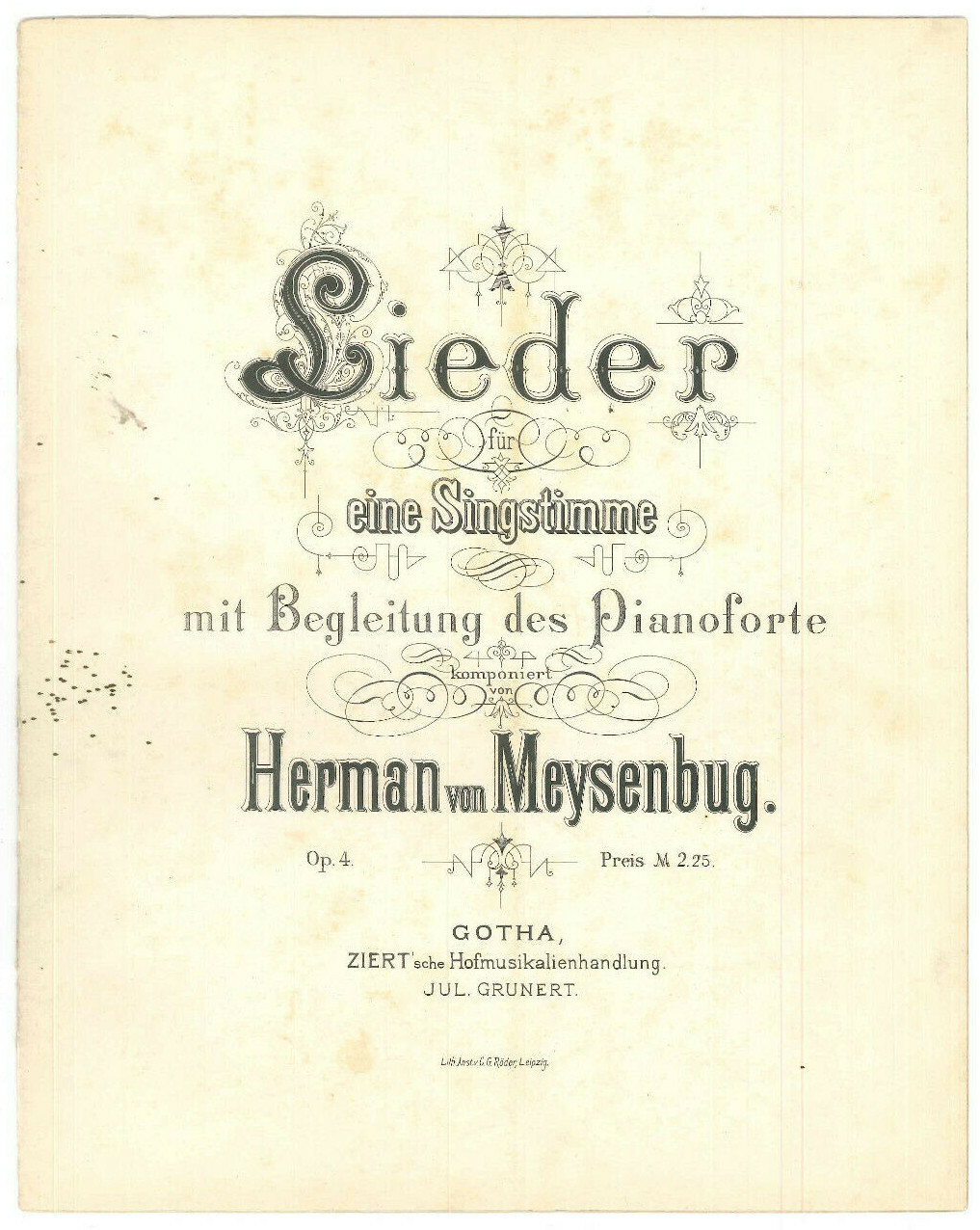 Meysenbug, Herman von: Lieder für eine Singstimme mit Begl. op. 4 | eBay