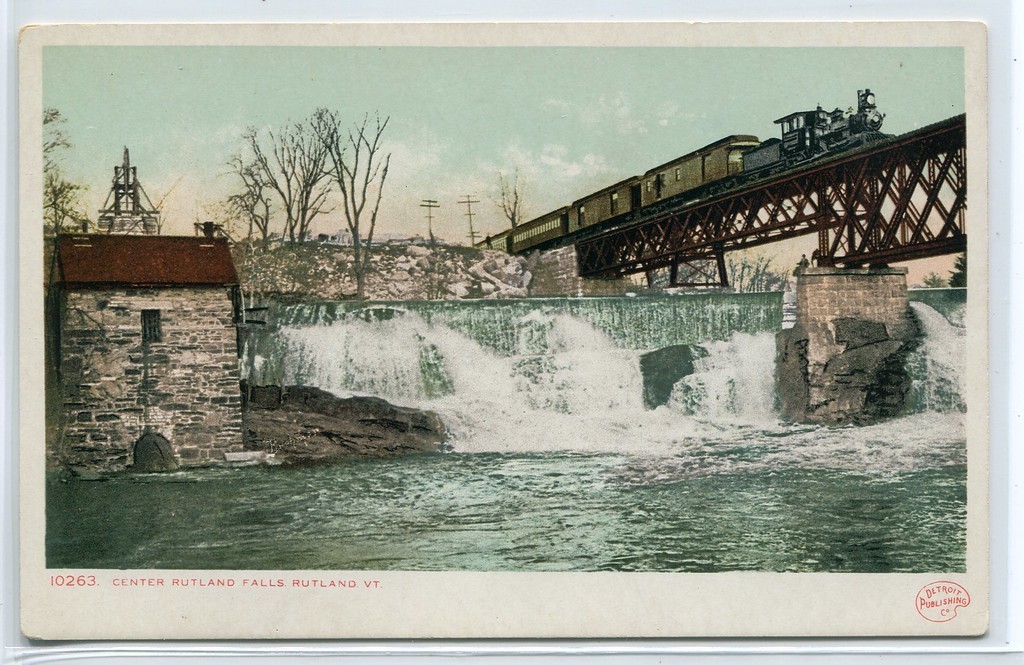Railroad Train Center Rutland Falls Rail Bridge Vermont 1907c postcard ...