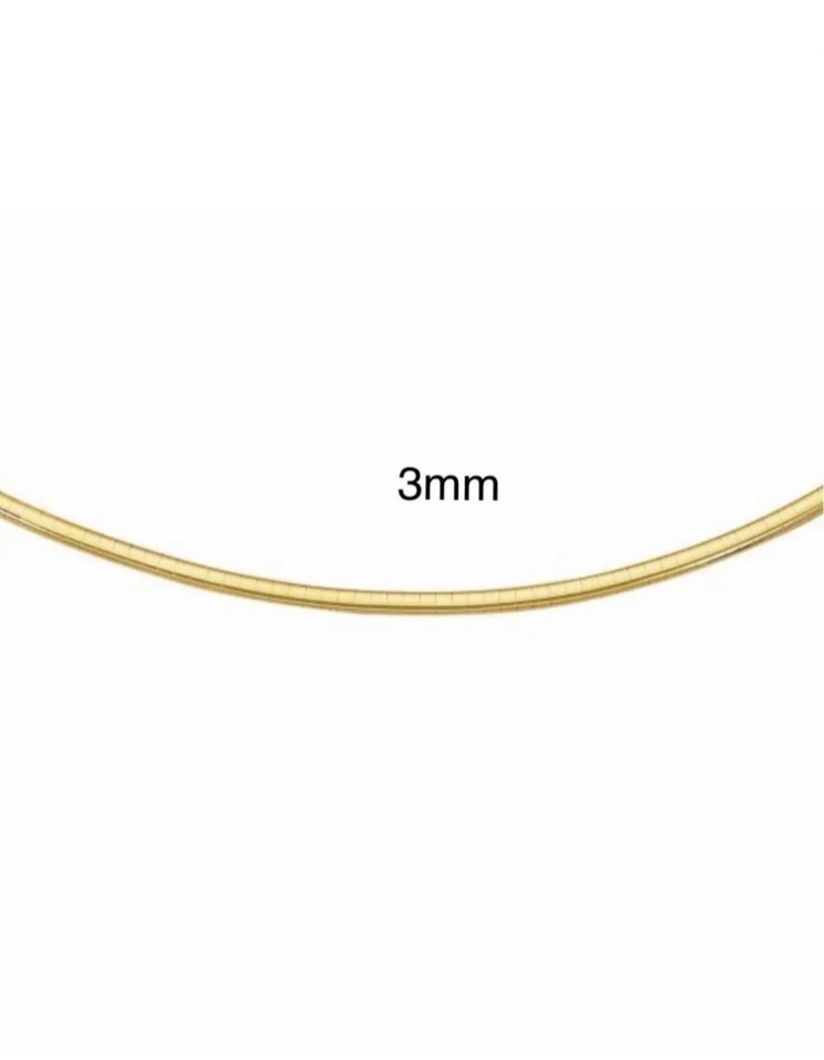 14k Yellow Real Solid Gold Omega Choker Necklace - Omega Chain 1-6mm 16 ...