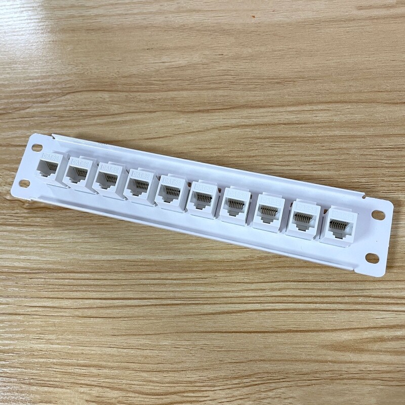10 Port CAT5e RJ45 Pass-Thru Patch Panel with Mounting Bracket for ...